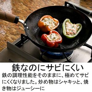 River Light Iron Frying Pan, Kyoku, Japan, Lid Set, 11.0 inches (28 cm), Induction Compatible, Wok, Made in Japan