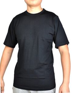 sheep run men 100% merino wool shirt lightweight short sleeve crew sports (m, black)