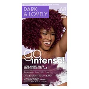 softsheen-carson dark and lovely ultra vibrant permanent hair color go intense hair dye for dark hair with olive oil for shine and softness, passion plum