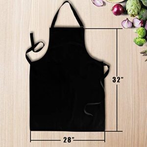 White Classic Wealuxe Black Apron without Pockets 12 Pack, Professional Bib Apron Bulk, Cooking Aprons for Women and Men, Adult Chef Apron for Kitchen and Restaurant