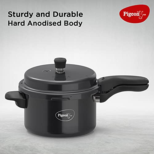 Pigeon Pressure Cooker - 3 Quart - Hard Anodized - Cook delicious food in less time: soups, rice, legumes, and more 3 Liters Black