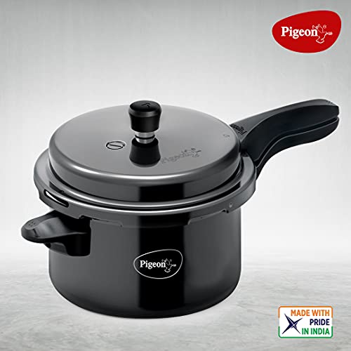 Pigeon Pressure Cooker - 3 Quart - Hard Anodized - Cook delicious food in less time: soups, rice, legumes, and more 3 Liters Black