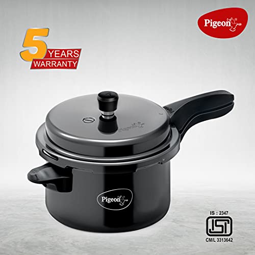 Pigeon Pressure Cooker - 3 Quart - Hard Anodized - Cook delicious food in less time: soups, rice, legumes, and more 3 Liters Black