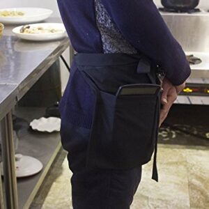 SEW UR LIFE (2 Set Resist Water 3 Big Pockets Waist Server Apron Kitchen Restaurant Bistro Cafe Bar Pub Cake Shop Bakery Unisex Half Aprons for Chef, Baker, Servers, Waitress, Waiter(Black)