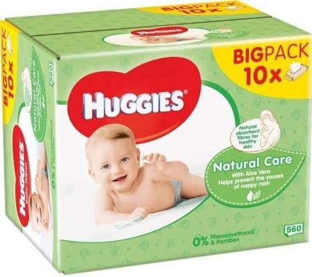 Baby Wipes Hugies Natural Care with Aloe Vera 10 Pack of 56 Wipes