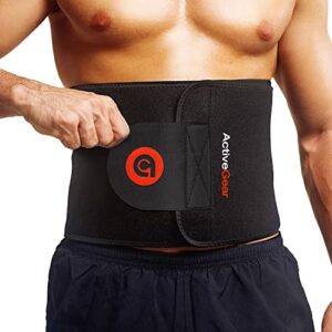 activegear waist trimmer belt for stomach and back lumbar support, medium: 8" x 42" - red