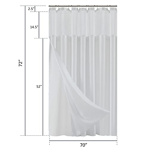 Waffle Weave Shower Curtain With Liner Sets - Modern Shower Curtain for Bathroom With Mesh Top Window - Premium Quality Fabric Snap Shower Curtain