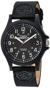 timex men's tw4b08100 expedition acadia black leather/nylon strap watch