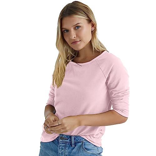 Hanes Women's Stretch Cotton Raglan Sleeve Tee, Paleo Pink, X Large