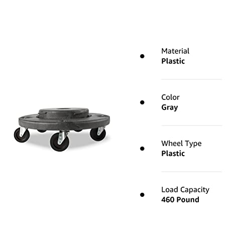 Trash Can Dolly Heavy-duty | 5 Caster | 460 Lb Capacity | 18" Gray