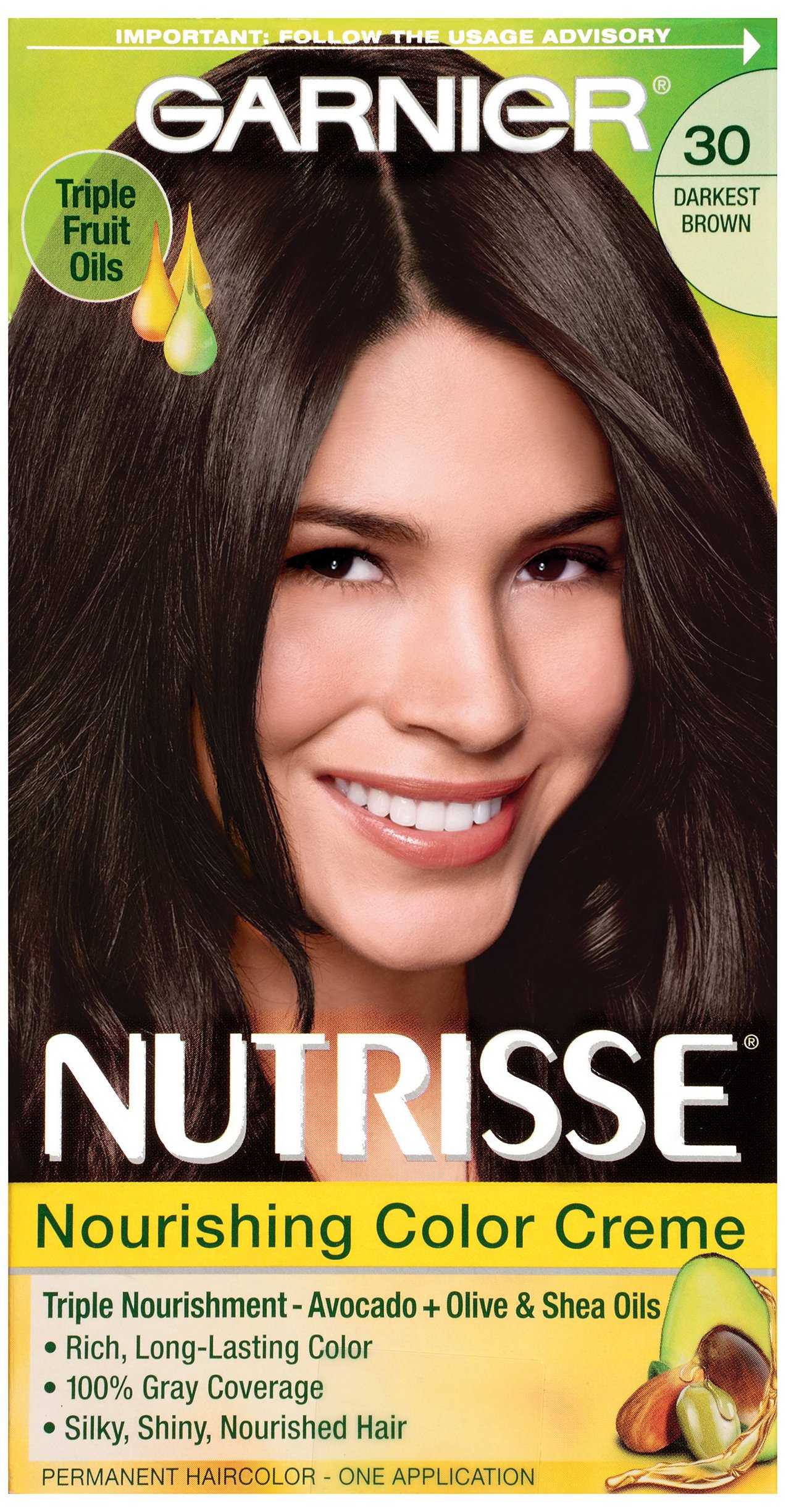 Garnier Nutrisse Nourishing Color Creme, 30 Darkest Brown