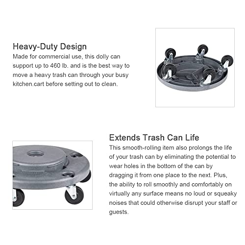 Trash Can Dolly Heavy-duty | 5 Caster | 460 Lb Capacity | 18" Gray