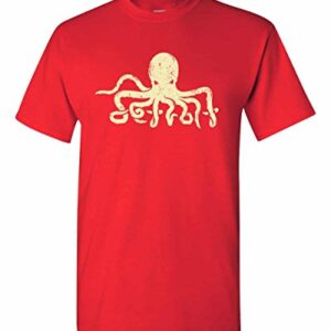 CreateMyTee | Detroit Octopus | Hockey Fan Mens/Womens Short Sleeve T-Shirt (Medium) Red