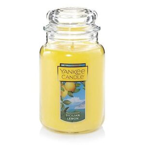 yankee candle sicilian lemon scented, classic 22oz large jar single wick candle, over 110 hours of burn time