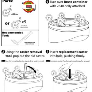 Rubbermaid 2640 Brute Dolly Replacement Caster (5 Casters) 2640M3