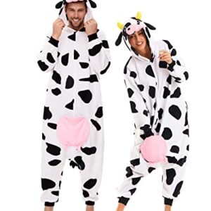 CANASOUR Halloween Custume Adult Anime Cow Polyster Women's Onesie Costume (X-Large, Cow)