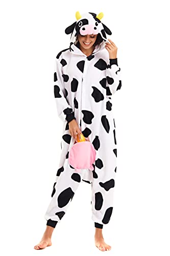 CANASOUR Halloween Custume Adult Anime Cow Polyster Women's Onesie Costume (X-Large, Cow)