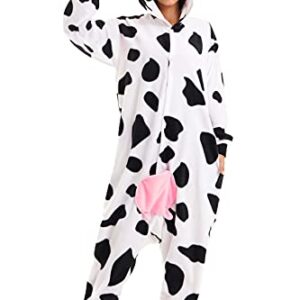 CANASOUR Halloween Custume Adult Anime Cow Polyster Women's Onesie Costume (X-Large, Cow)