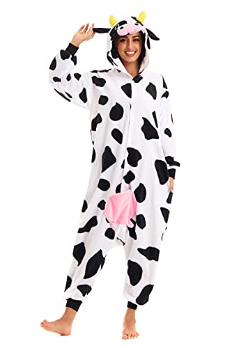 CANASOUR Halloween Custume Adult Anime Cow Polyster Women's Onesie Costume (X-Large, Cow)