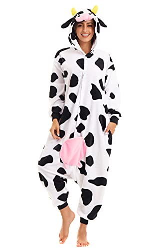 CANASOUR Halloween Custume Adult Anime Cow Polyster Women's Onesie Costume (X-Large, Cow)