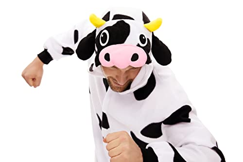 CANASOUR Halloween Custume Adult Anime Cow Polyster Women's Onesie Costume (X-Large, Cow)