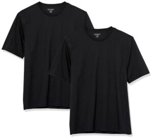 amazon essentials men's short-sleeve crewneck t-shirt, pack of 2, black, large