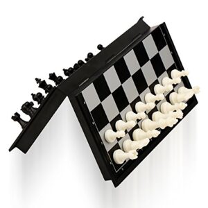 quadpro magnetic travel chess set with folding chess board educational toys for kids and adults, 2 players