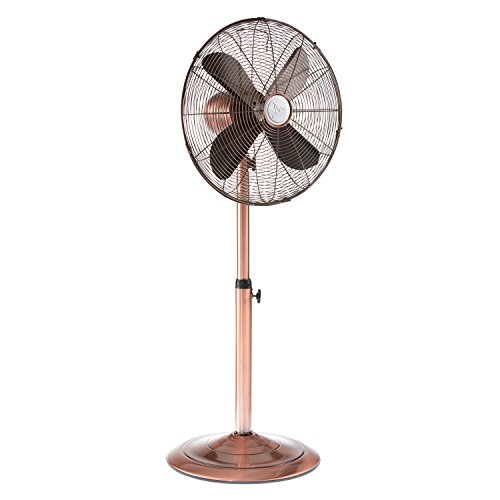 DecoBREEZE Pedestal Standing Fan, 3 Speed Oscillating Fan with Adjustable Height, Brushed Copper Antique Fan, 16 inches