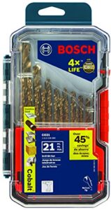 bosch co21 21-piece cobalt metal drill bit set