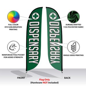 LookOurWay Feather Flag - 12ft Tall Advertising Flag Banner for Business and Events Promotion - Flag Only - Dispensary (10M1200244)