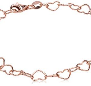 Amazon Collection Rose Gold Plated Sterling Silver 5.3mm Heart-Link Bracelet, 7'