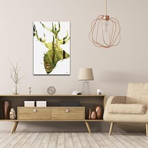 Animal Silhouette 'Forest Deer' by Adam Schwoeppe - Landscape Photography Wooded Nature Art on White Metal