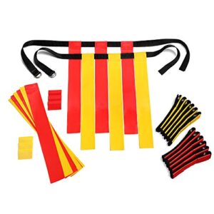 flag football set kids – premium 14 player, 62 piece kids belts and flags kit includes 3 flags per belt plus a bonus 6 replacement flags