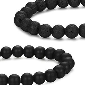 FIBO STEEL 5 Pcs 8MM Natural Healing Stone Bracelets for Men Women Beaded Bracelets Elastic,5A