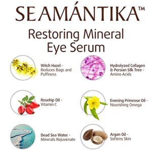 Eye Serum Anti Aging for dry skin, dark circles, wrinkle, puffy eyes - Under eye treatment with Instantly Ageless - bye bye under eye Wrinkle, Natural Under eye serum treatment - SEAMANTIKA