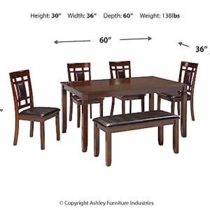 Signature Design by Ashley Bennox Dining Room Set, Includes Table, 4 18" Chairs & Bench, Brown