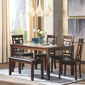 Signature Design by Ashley Bennox Dining Room Set, Includes Table, 4 18" Chairs & Bench, Brown