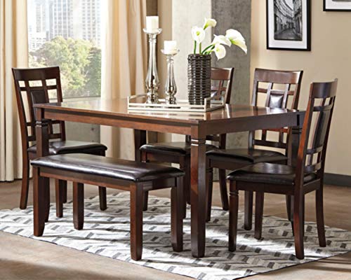 Signature Design by Ashley Bennox Dining Room Set, Includes Table, 4 18" Chairs & Bench, Brown