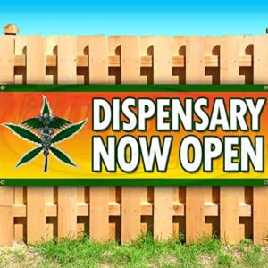 Dispensary Now Open Banner 13 oz | Non-Fabric | Heavy-Duty Vinyl Single-Sided with Metal Grommets