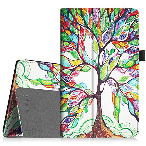 Fintie Folio Case for Amazon Fire HD 8 Tablet (7th/8th Generation, 2017/2018 Release) - Slim Fit Premium Vegan Leather Standing Protective Cover, Love Tree