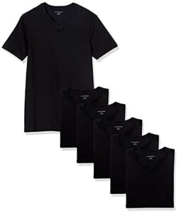 amazon essentials men's v-neck undershirt, pack of 6, black, x-small