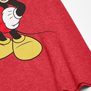 Disney mens Classic Mickey Mouse Full Size Graphic Short Sleeve T-shirt T Shirt, Red Heather, Small US