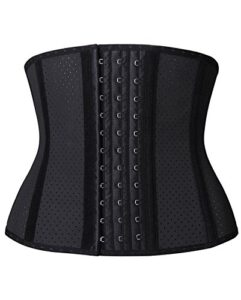 yianna short torso waist trainer for women tummy control underbust sports workout hourglass body shaper, ya110266-black-l