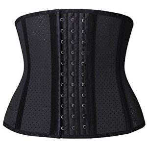 YIANNA Short Torso Waist Trainer for Women Tummy Control Underbust Sports Workout Hourglass Body Shaper, YA110266-Black-L