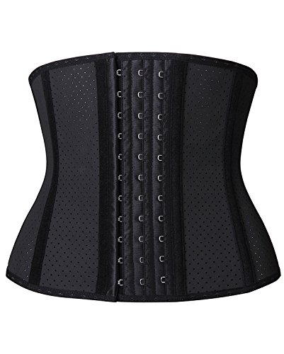 YIANNA Short Torso Waist Trainer for Women Tummy Control Underbust Sports Workout Hourglass Body Shaper, YA110266-Black-L