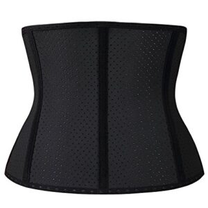 YIANNA Short Torso Waist Trainer for Women Tummy Control Underbust Sports Workout Hourglass Body Shaper, YA110266-Black-L