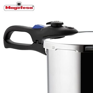 Magefesa® Favorit Super-Fast and Easy To Use pressure cooker, 8 Quart, 18/10 stainless steel, suitable for all types of cooktops, including induction, excellent heat distribution