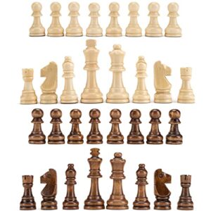 AMEROUS Wooden Chess Pieces Only, Staunton Style Wood Chessmen with 3.15" King - Storage Bag - Gift Packed Box, Tournament Chess Game Pawns for Replacement of Missing Pieces