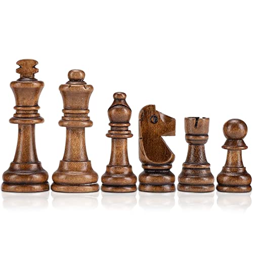 AMEROUS Wooden Chess Pieces Only, Staunton Style Wood Chessmen with 3.15" King - Storage Bag - Gift Packed Box, Tournament Chess Game Pawns for Replacement of Missing Pieces