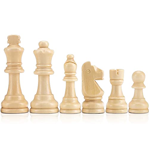 AMEROUS Wooden Chess Pieces Only, Staunton Style Wood Chessmen with 3.15" King - Storage Bag - Gift Packed Box, Tournament Chess Game Pawns for Replacement of Missing Pieces